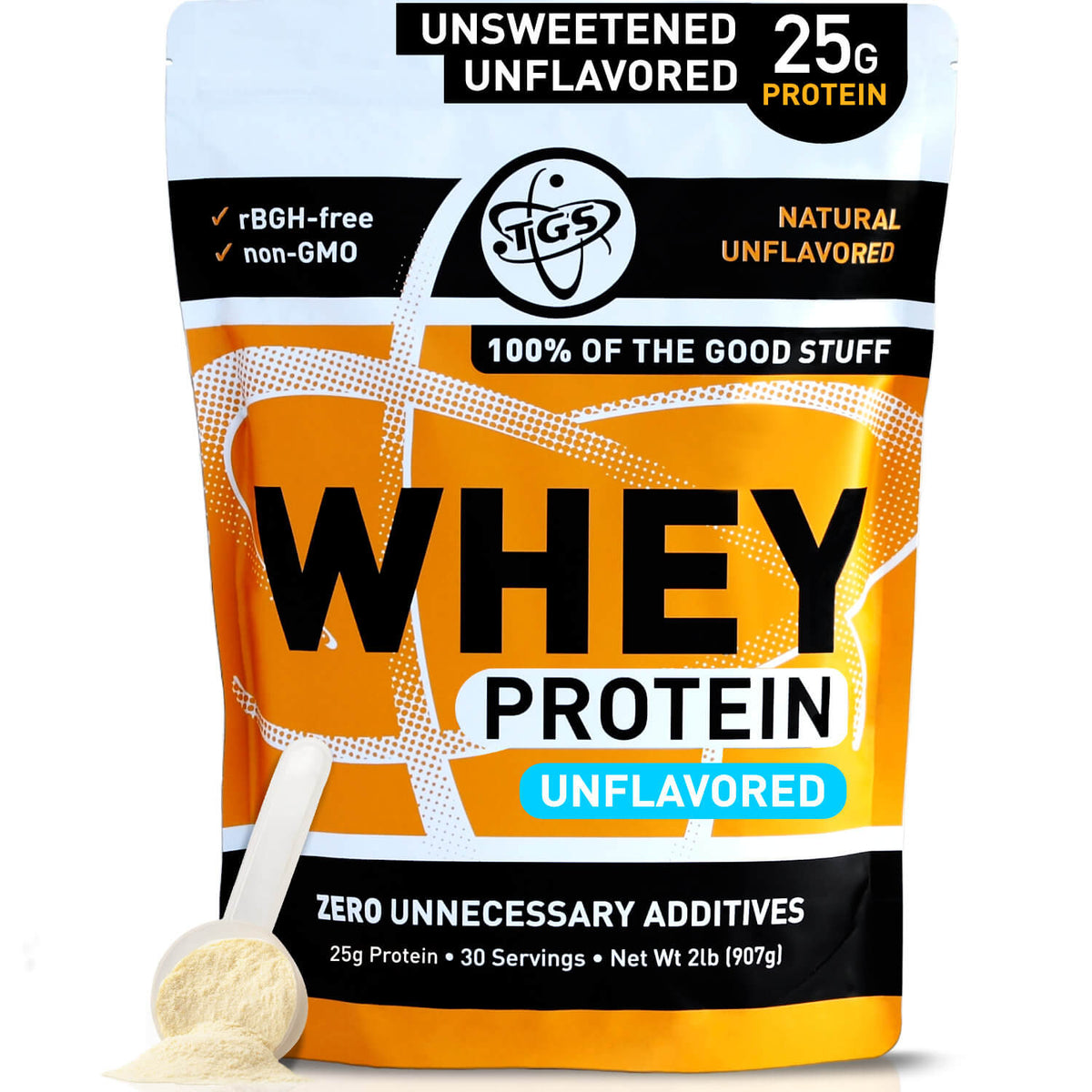 TGS Natural 100% Whey Protein Powder, Unflavored - Only 2 ingredients ...